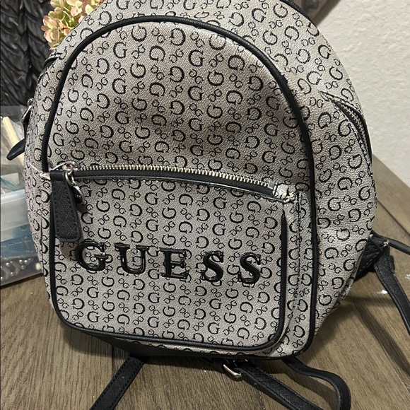Guess | Bags | Guess Black And Gray Logo Backpack | Poshmark